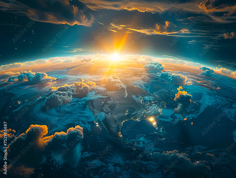 Hyper-realistic 3D Earth View with Desaturated Colors and Detailed ...