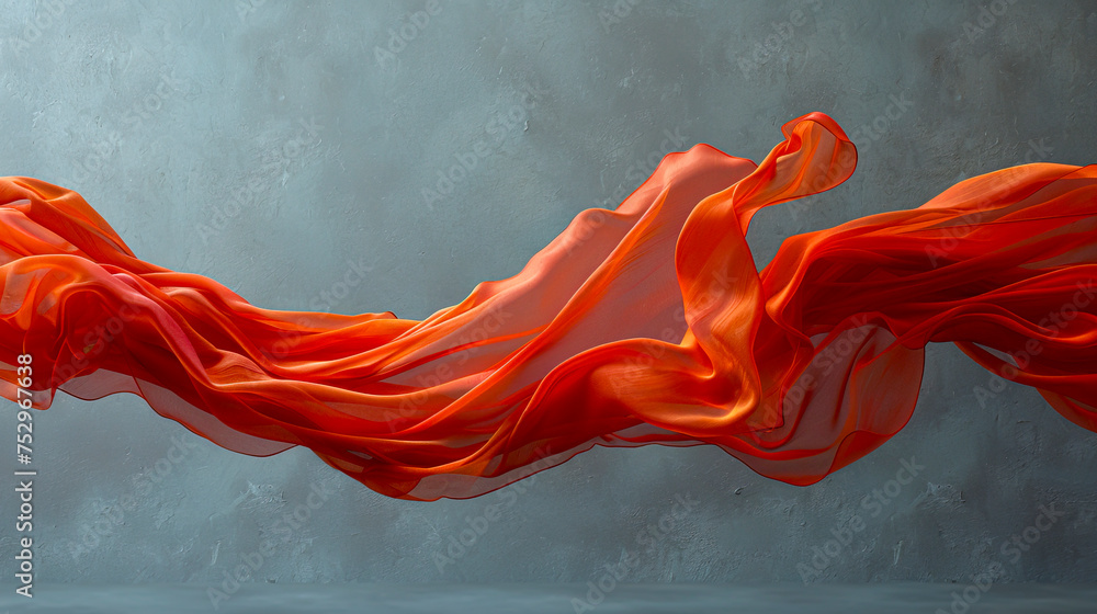 Ethereal Red Fabric Floating in 8K Ultra HD on Grey Neutral Background ...