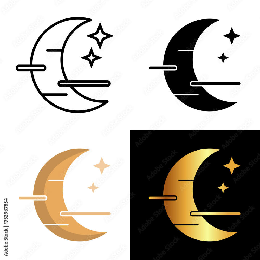Crescent moon icon, this intricately designed symbol captures the ...