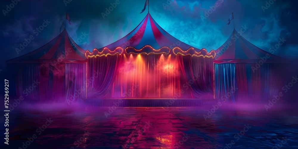 Design with a vibrant circus frame and tent backdrop. Concept Circus ...