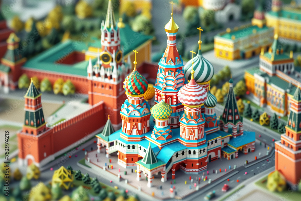 3D isometric diorama model of the Kremlin and Red Square in Moscow ...
