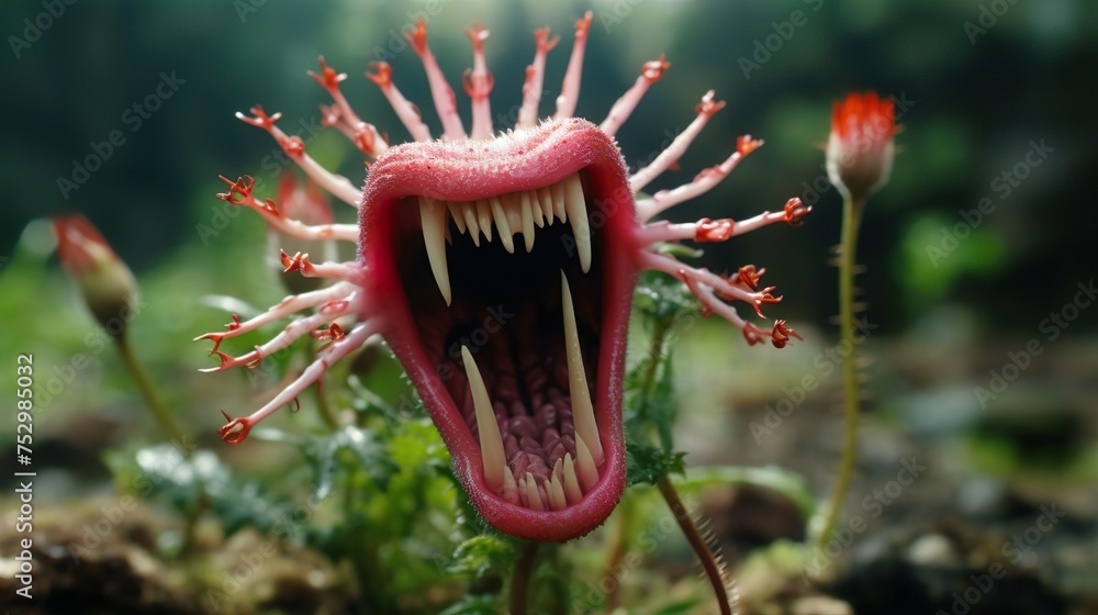Foto de Angry flower with sharp teeth. Carnivorous predatory plant ...
