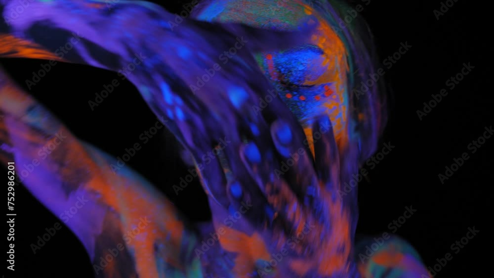 Vidéo Stock A magical space girl with UV drawings on her face and body ...