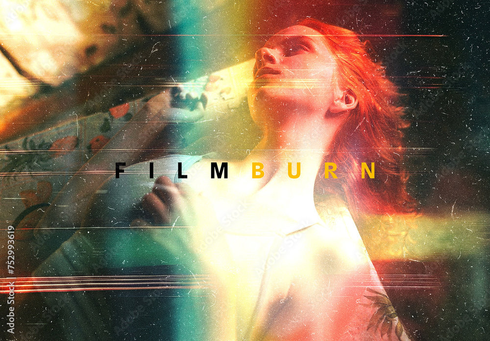 Light Burn Film Overlay Photo Effect Mockup With Generative AI Stock ...