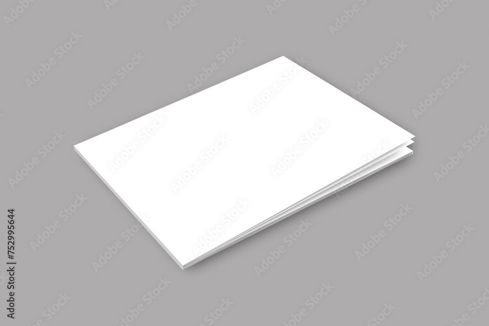 Blank plain white landscape book cover mockup isolated on a grey ...