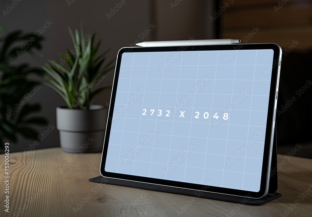 Horizontal Tablet Mockup Layout With Generative ai Stock Template ...