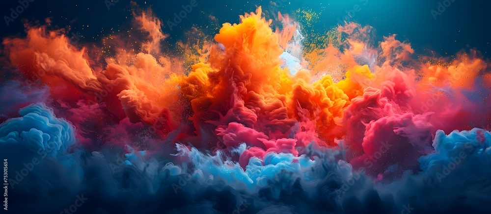 Vibrant Color Explosion with Powder in the Sky, To add a burst of color ...