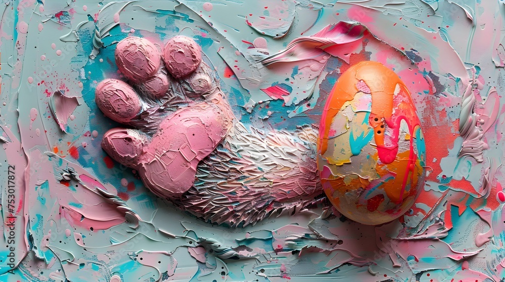 Surreal Easter Egg and Paw Painting, To add a unique and creative touch ...