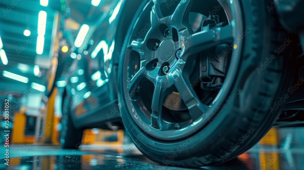 The sturdy rubber boot on the joint of the car’s suspension system ...