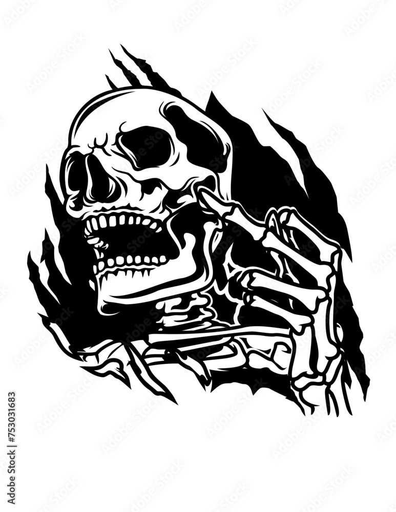 Skull Middle Finger Illustration, Skeleton Head and Hands Clipart ...