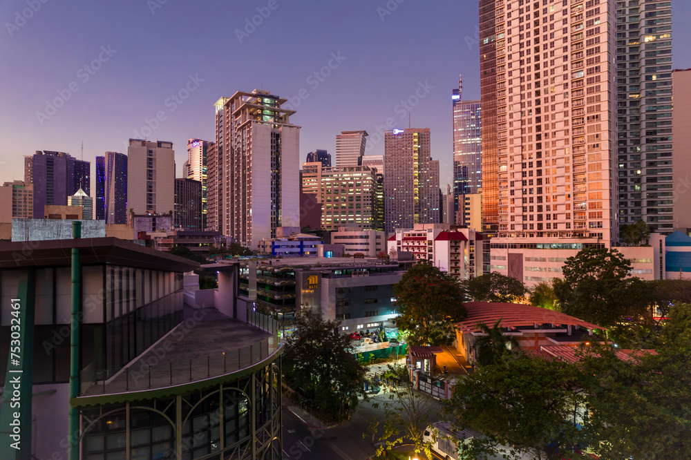 Makati, Philippines - Stunning twilight aerial view of Makati City ...