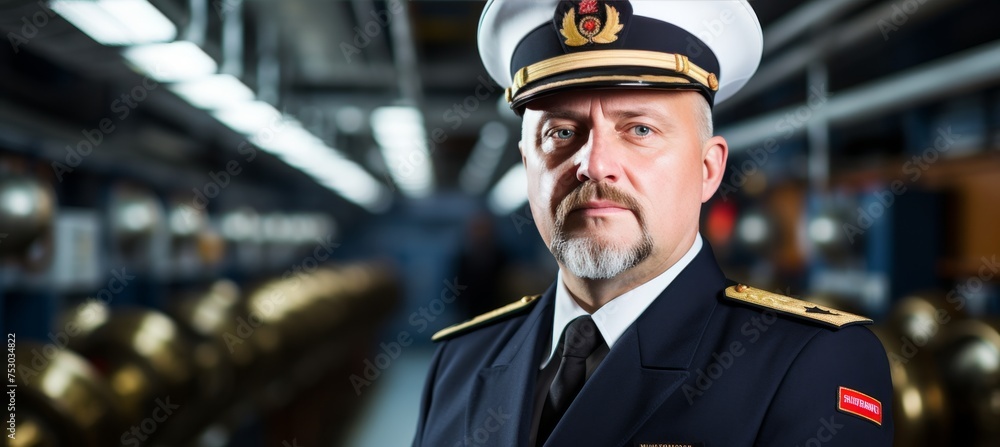 Navigation officer on watch in cruise ship captain s bridge during ...