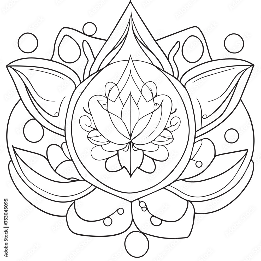 detailed artistic waterdrop mandala image for adult coloring book ...