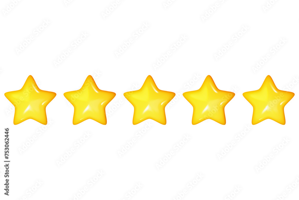 Vetor de 3D Five Star Rating Vector 3d bubble rating five stars for ...