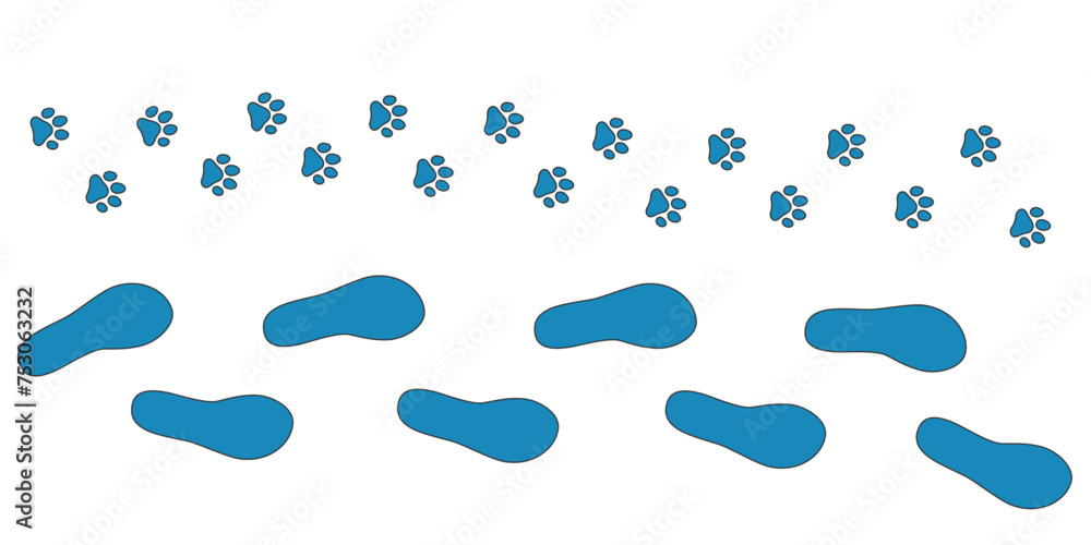 Human step footprints and pawprints paths. Step by step vector isolated ...