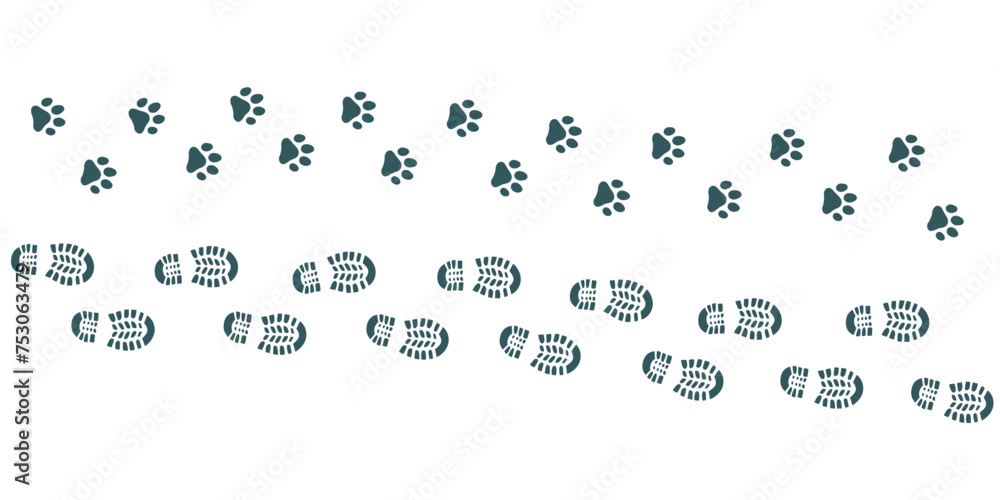 Human step footprints and pawprints paths. Step by step vector isolated ...