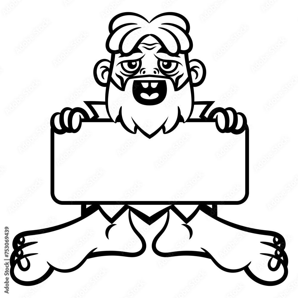 Caveman wearing outfit made by animal skin and carrying a wooden ...