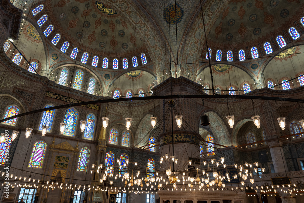 The inside of a large building with a dome and many windows Stock Photo ...