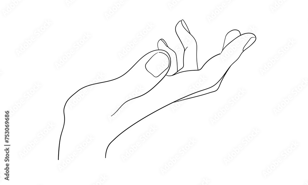 Hand in line art style. Continuous line art set isolated on white ...