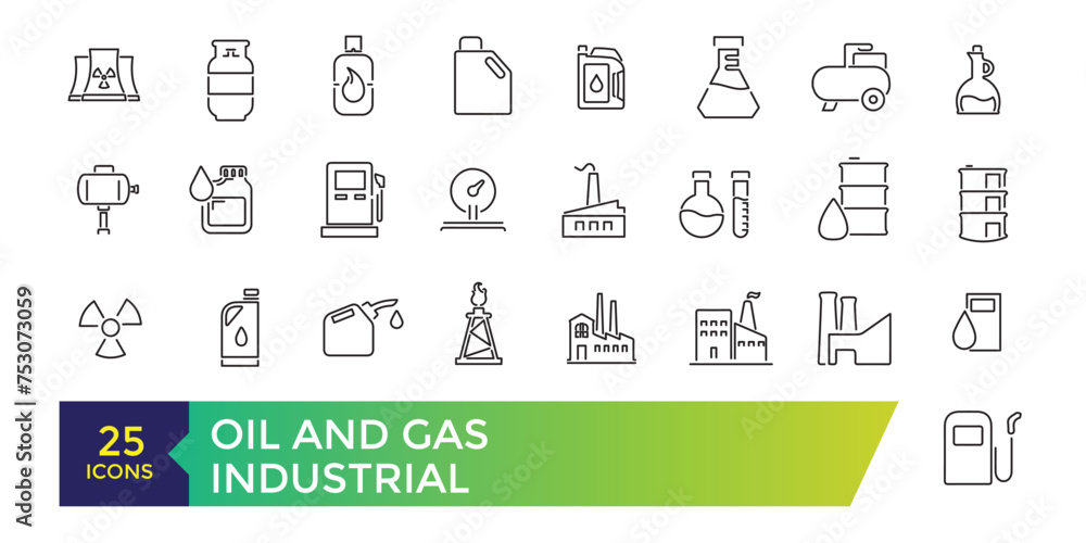 Oil and Gas outline icons related to natural gas. Linear icon ...