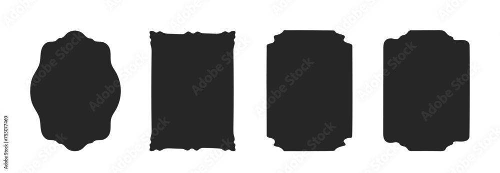 Hand-drawn doodle wave scalloped edge frames. Set of the black vector ...