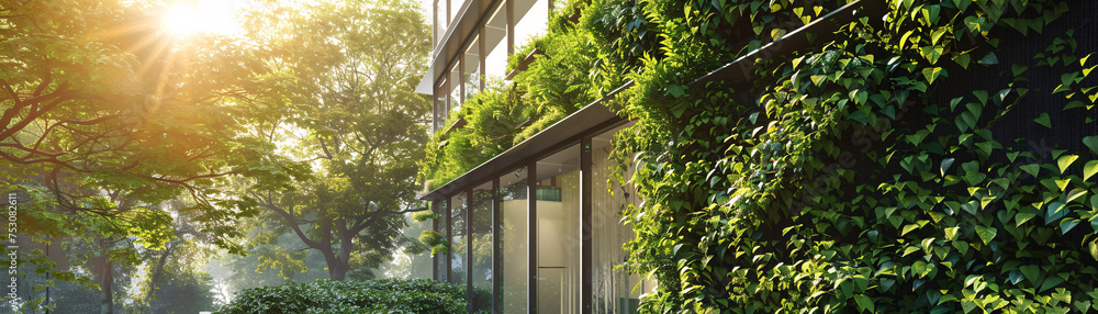 Sustainable architecture concept showing a building with a living green ...