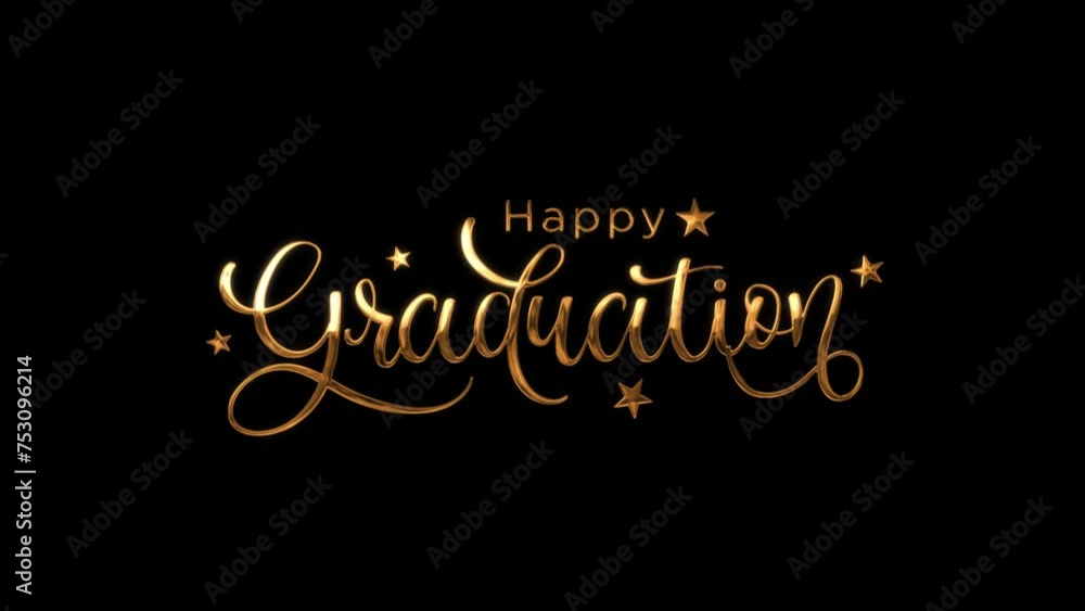 Happy Graduation. Animation in golden color with stars on the black ...