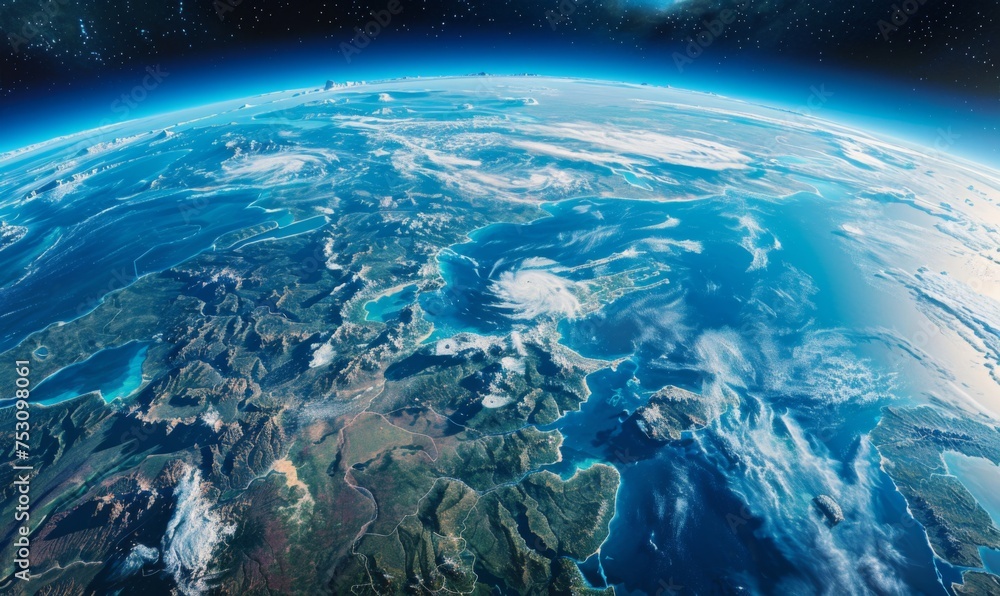 Earth from space, showcasing a detailed physical map overlaying global ...