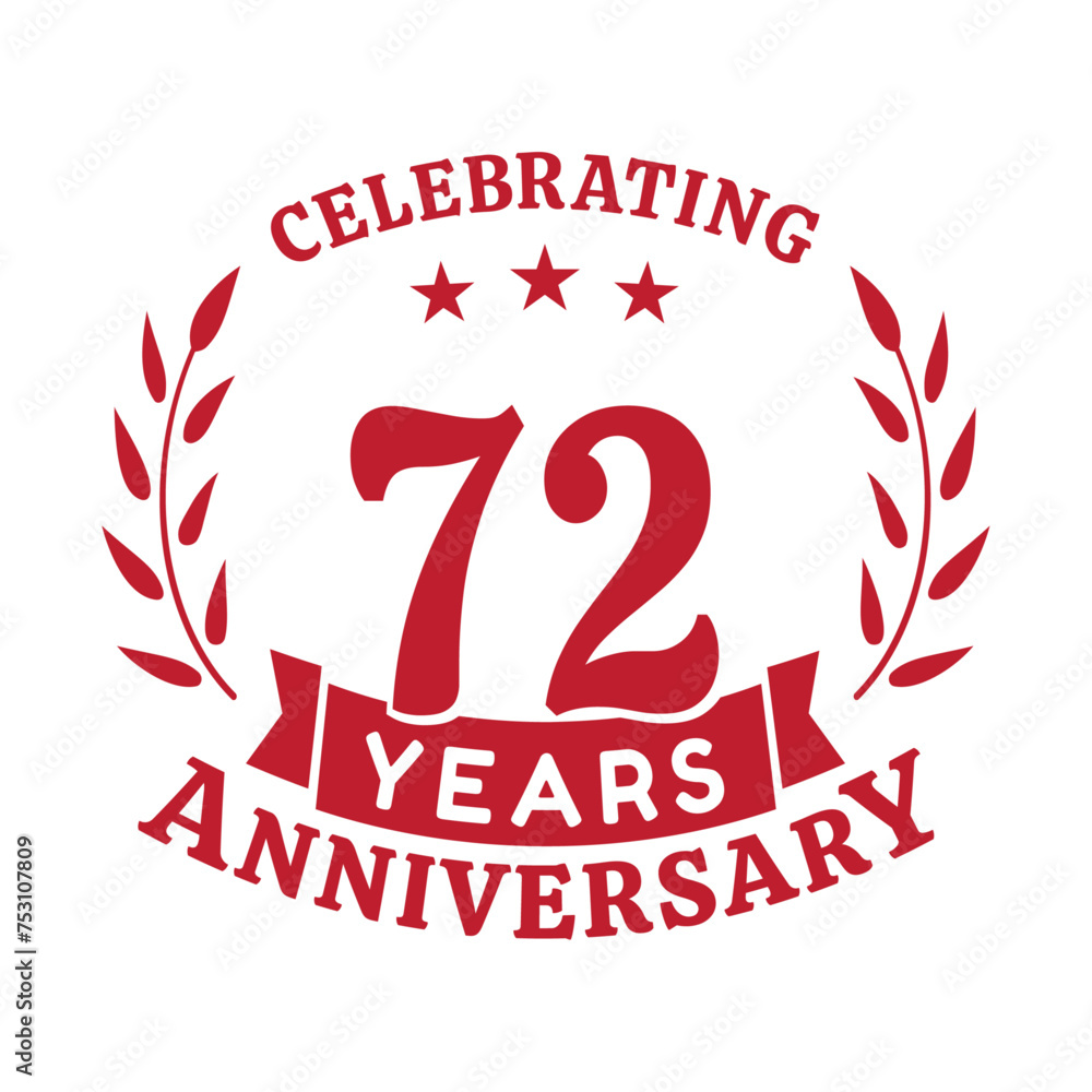 72nd anniversary celebration design template. 72 years vector and ...
