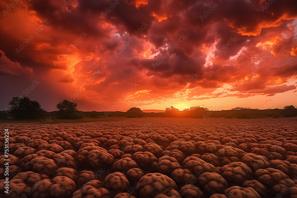 Vibrant Evening Glow: A stunning nature landscape featuring a radiant ...