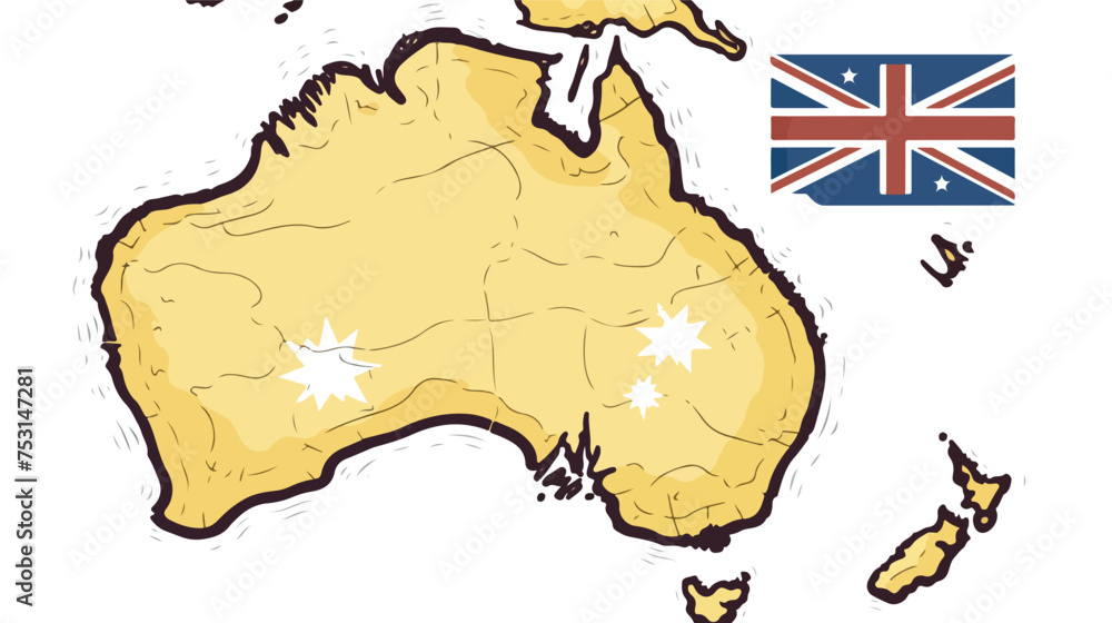 Australia map flag freehand draw cartoon vector ill Stock Vector ...