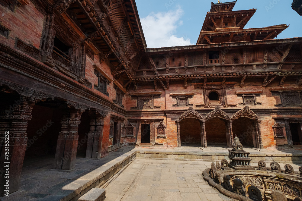 Plakát Real architecture masterpiece of old temple inside Yard view ...