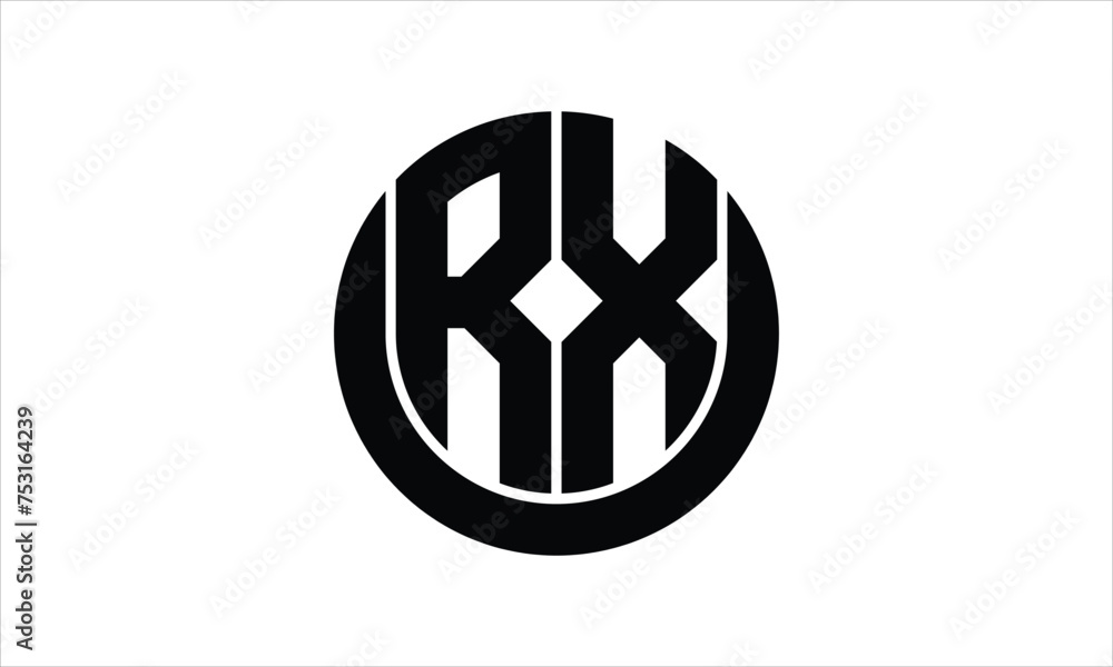 RX initial letter circle icon gaming logo design vector template ...