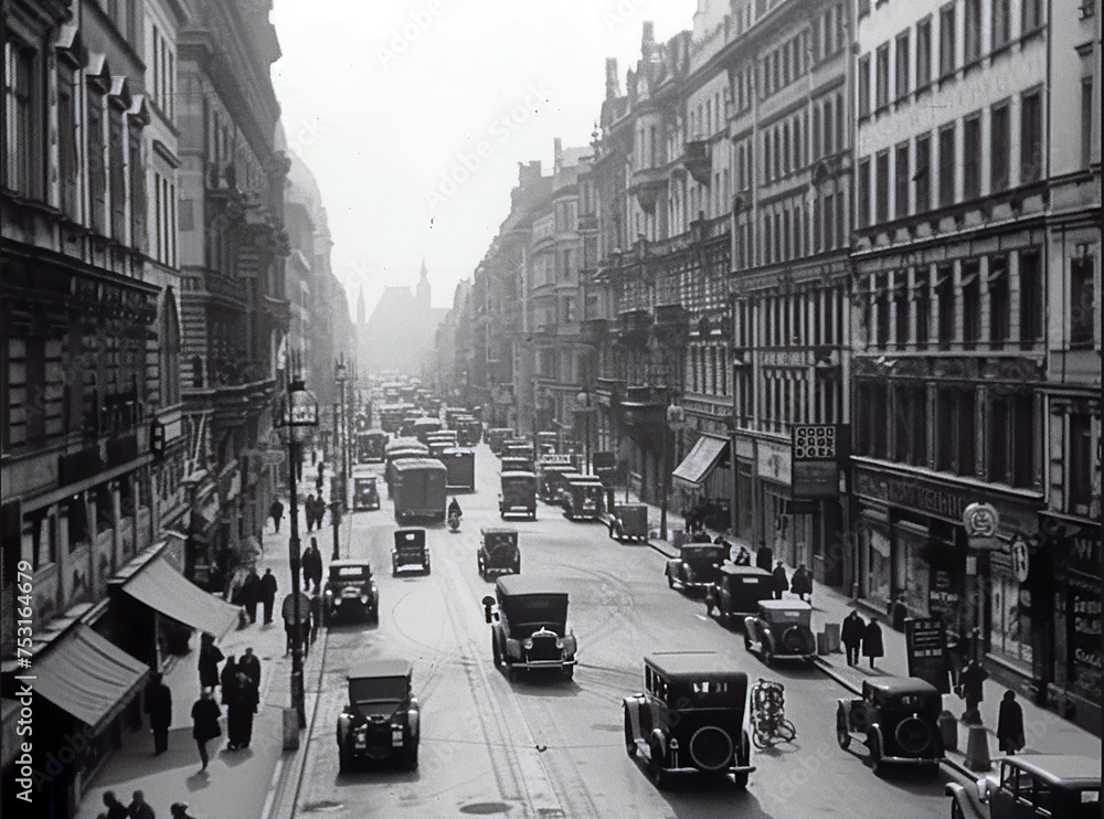 Photo Streets and premises of a large city in the 1920s and 1930s ...