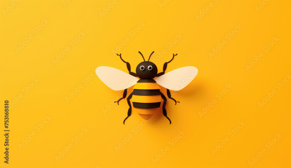 Cute stylized bee illustration with large eyes and translucent wings ...