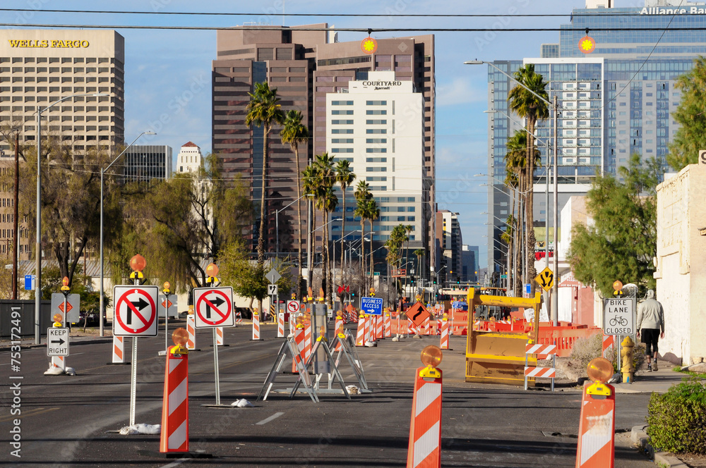 A southern overview of Central Avenue in Phoenix, Arizona, showcases ...