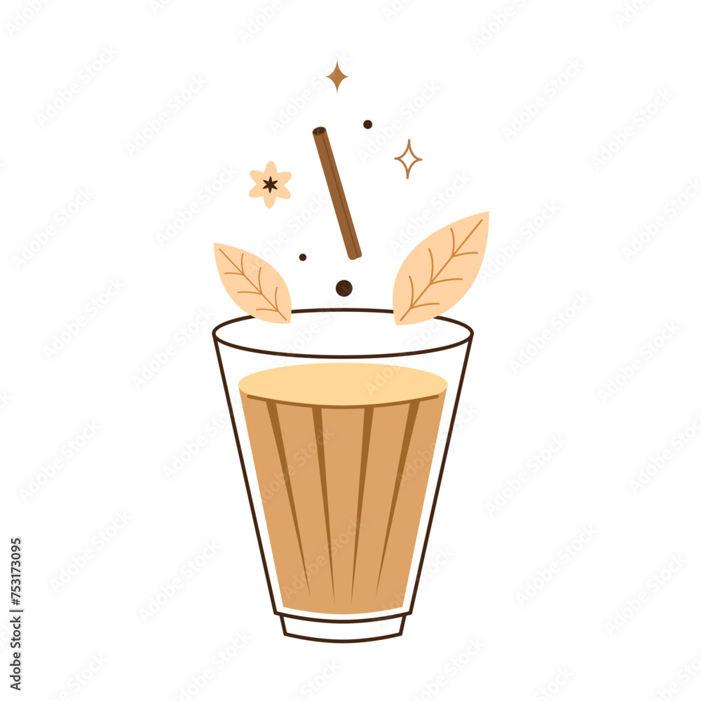 Indian hot drink vector. Indian chai icon. Chai is Indian drink. Kerala ...