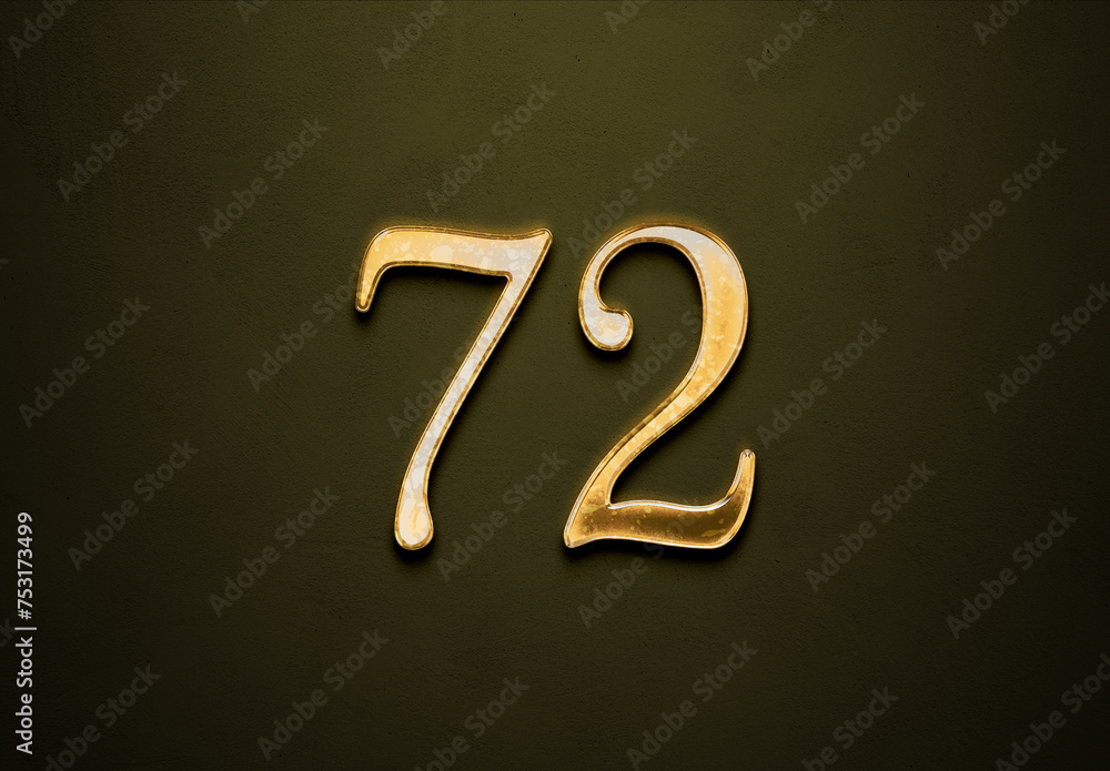 Old gold effect of 72 number with 3D glossy style Mockup. Stock ...