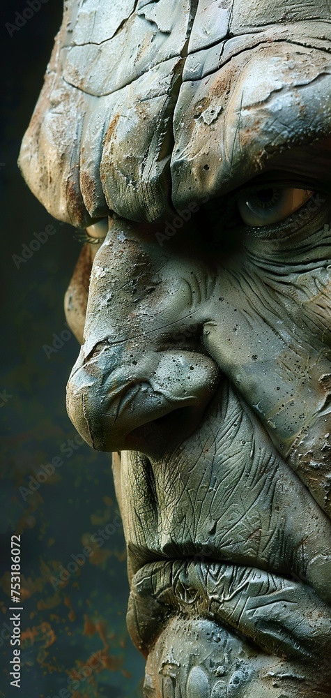 Illustration of a giant nephilim face, imposing and enigmatic, evoking ...