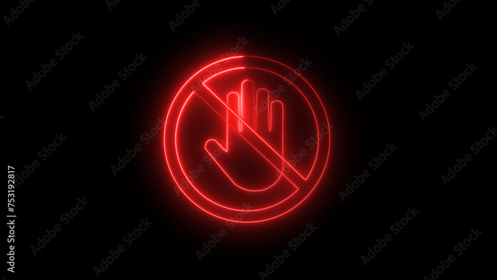 Neon line Stop hand sign animation. Stop flashing. Do not enter stop ...