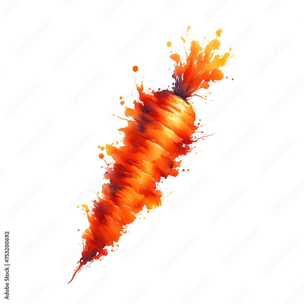 Watercolour Carrot. Abstract Watercolor Blot in Form of Carrot. Hand ...