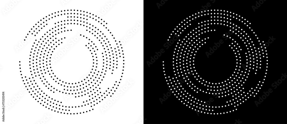 Modern abstract background. Halftone dots in circle form. Spiral logo ...