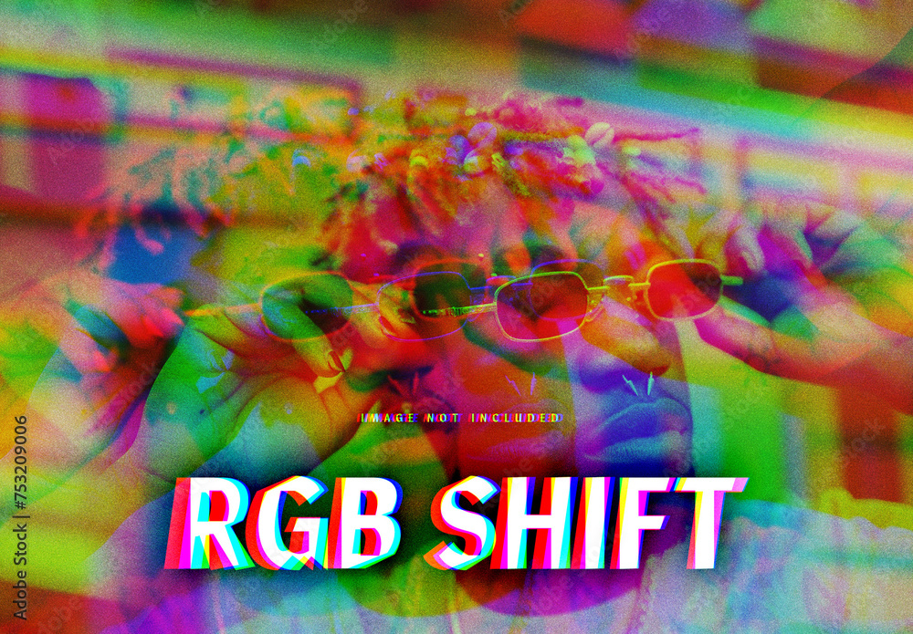 RGB Split Photo Effect Mockup Stock Template | Adobe Stock