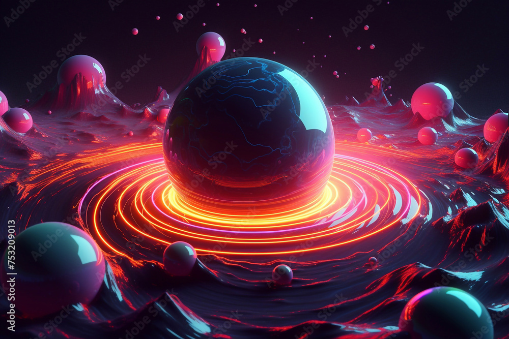Neon planets of space. Fantastic space. Planets of the solar system ...