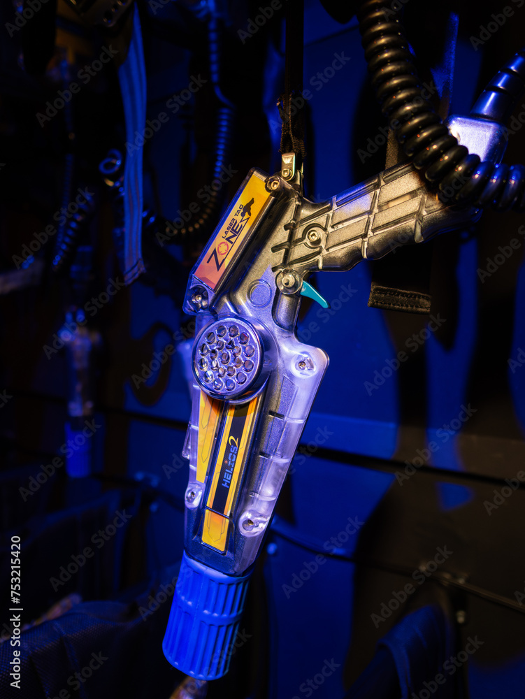 BERLIN, GERMANY - 5. March 2024: Zone Laser Tag Helios2 phaser gear ...