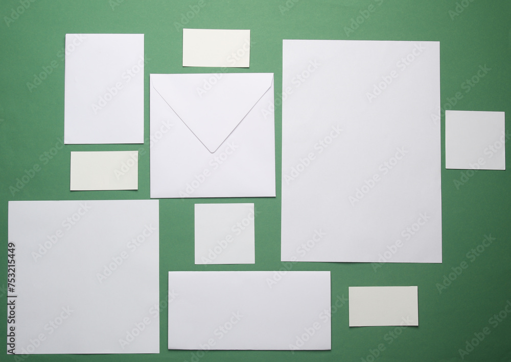 Mockup for design of white blank sheets of paper of different sizes and ...
