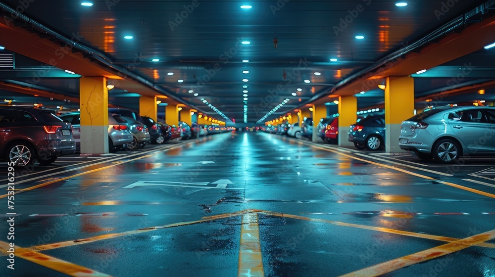 Foto de external car park with crisp white lane markings, showcasing ...