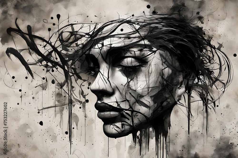 mental health awareness abstract with depression, anxiety, and abuse ...