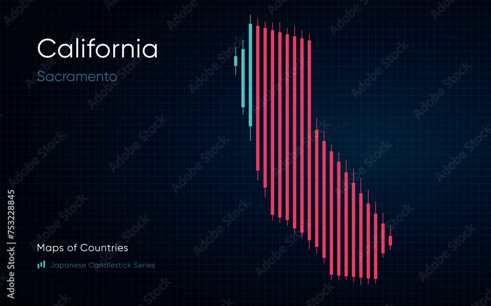 California map is shown in a chart with bars and lines. Japanese ...