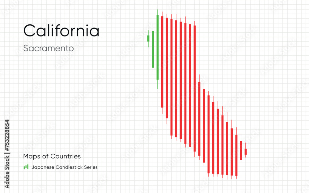 California map is shown in a chart with bars and lines. Japanese ...